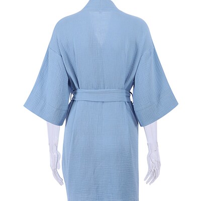 Crape Cotton Robe Womens Nightwear Mini Bathrobes Lace Up S