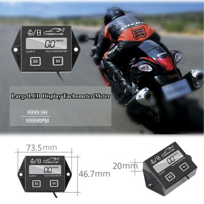 Digital Engine Tach Hour Meter Waterproof Tachometer Gauge E