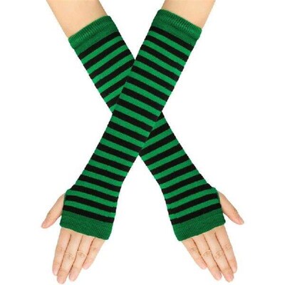 Winter Knit Thumb Hole Lengthen Wrist Gloves Women Half