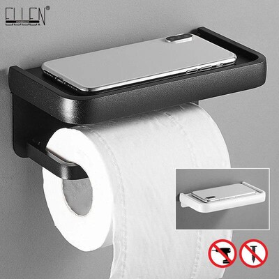 ELLEN Black Toilet Paper Holder Multifunction Bathroom Stora