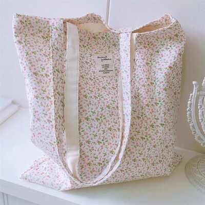 Cotton Women Shopping Bag For Groceries Canvas Large Reusabl