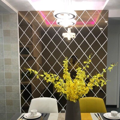 17/32/58Pcs 3D Mirror Wall Sticker DIY Diamonds Triangles Ac