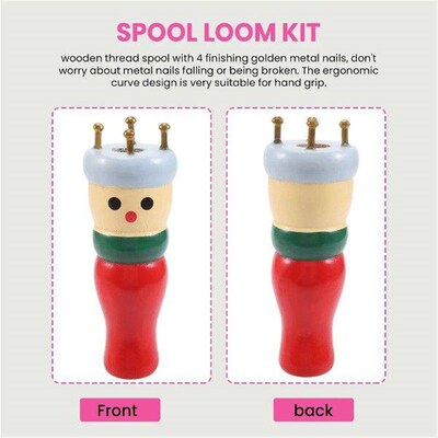 French Knitter Tool 2 Pack, Wooden Knitting Set Spool