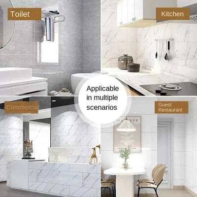Self Adhesive Marble Wallpaper Waterproof Floor Sticker Bath