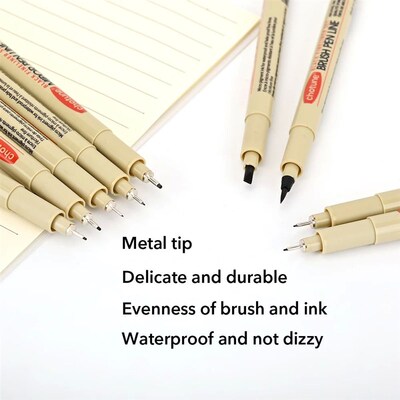 12 Tip Pigment Liner Micron Ink Marker Pen for Manga Draw Sk