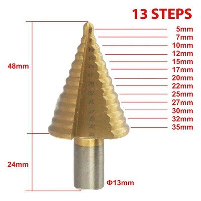 5-35mm Step Drill Bit 13 Steps Size Cone Drills High Speed