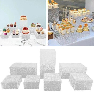 7Pcs Acrylic Dessert Stand Tea Snack Racks Catering Dessert