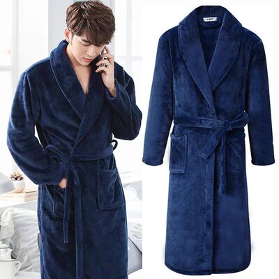 Large Size 3XL Flannel Robe Kimono Bathrobe Gown Winter Cora