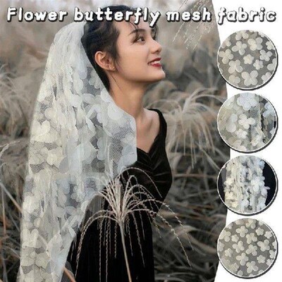 3D Flower Embroidery Tulle Fabric Beautiful Mesh Lace Cloth