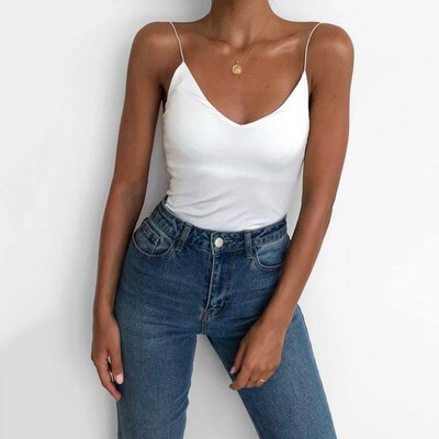Satin Women Thin Wild Solid Camis Vest Women Tank ops Female
