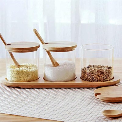 3pcs Set Glass Storage Jar Candy Cookies Tea Coffee Beans Or