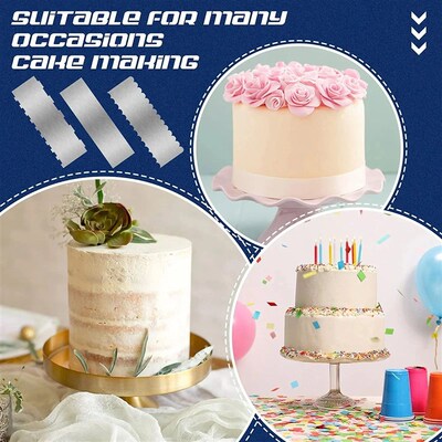 1pcs Stainless Steel Cake Scraper Double Sided Patterned Edg