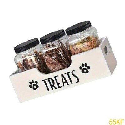 55KF User friendly Wooden Pet Container 3 Seal Jars Spirals