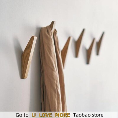 Natural Wood Wall Coat Rack Clothes Hanger Wall Mounted Coat