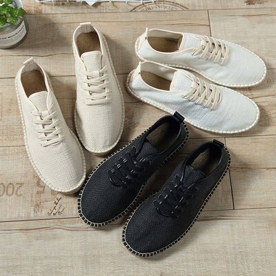 Summer Linen Breathable Casual Flats Shoes Mens Espadrilles