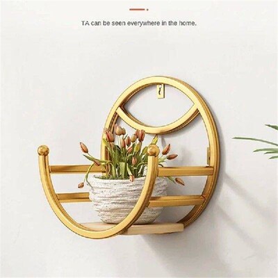 AB39-Wrought Iron Balcony Wall-Mounted Flower Stand -