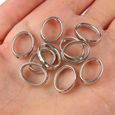 50pcs Two Hole Oval Shape B Frame Spacer Beads Connectors Je