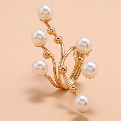 1PC New Elegant Exaggeration Double Layer Large Pearl Rings