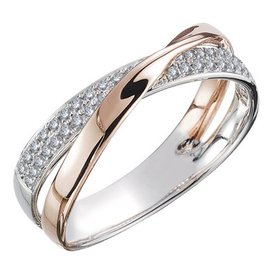 Huitan Newest Fresh Two Tone X Shape Cross Ring for Women We
