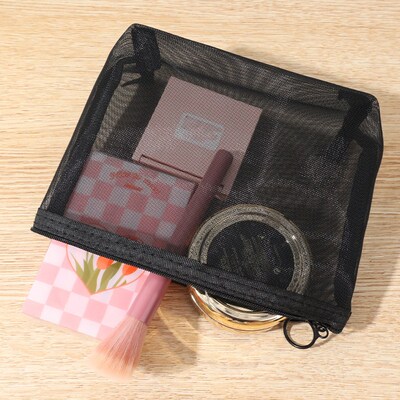 3size Black Makeup Bags Small Large Mesh Transparent Cosmeti