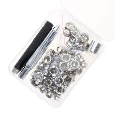 100PCS 6mm/8mm/10mm Grommets Eyelets Kits with Tool, Metal