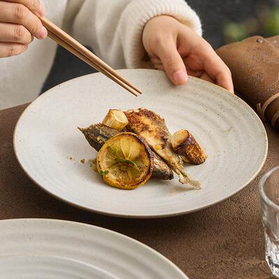 Hand-Thrown Platter Rustic Stoneware Dish Hotelware