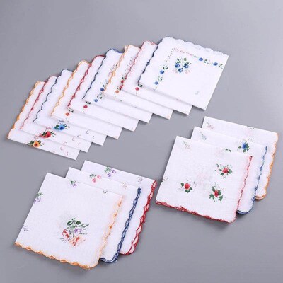 5pcs Vintage flower Women Square lady Handkerchief white lac