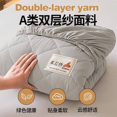 A类夹床双层纱床罩夹棉大豆纤维笠加厚床垫保罩KBC护2米加大床垫