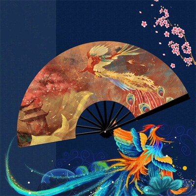 8 Inch Chinese Style  Shanhaijing Folding Fan Hanfu Cheongsa
