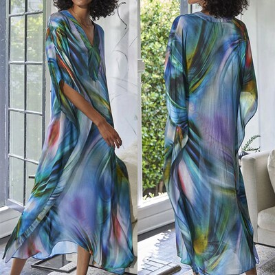 Boho Quick-drying Long Kaftan Bikini Cover-ups Retro Plus Si