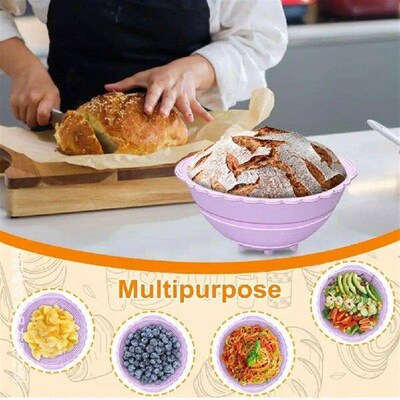 2Pcs Silicone Bread Proofing Basket Round Oval Sourdough