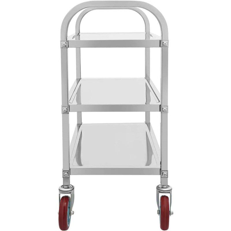 3 Tier Stainless Steel Utility Cart,Rolling Kitchen Trolley
