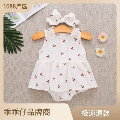 Foshan Childrens Wear Summer Wear Cherry Vest troangle Harb