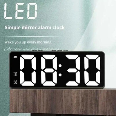 LED Electronic Mirror Alarm Clock Digital Clock Sound Contro
