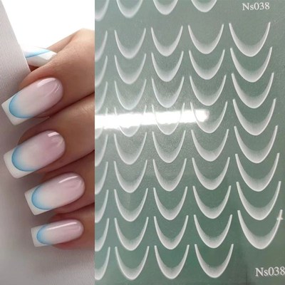 Gradient Color Line Design French Nail Art Stickers Self-Adh