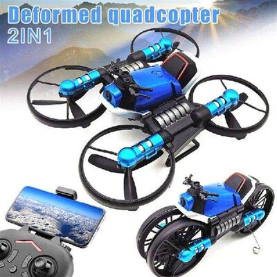 2.4G Deformation Motorcycle Folding Quadcopter Drone Double
