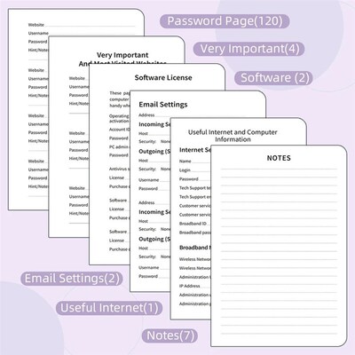 A6 Password Keeper Book with Alphabetical Tabs, Hardcover Pa