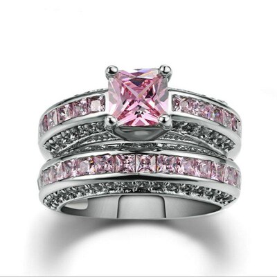 FDLK   2Pcs Bridal Set Elegant Rings for Women Wedding Engag