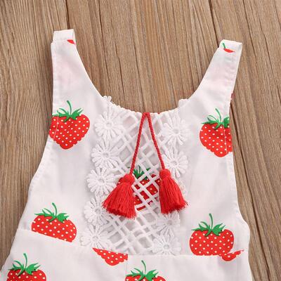 2017 Summer Babies Tassles Strawberries Rompers Newborn Kid