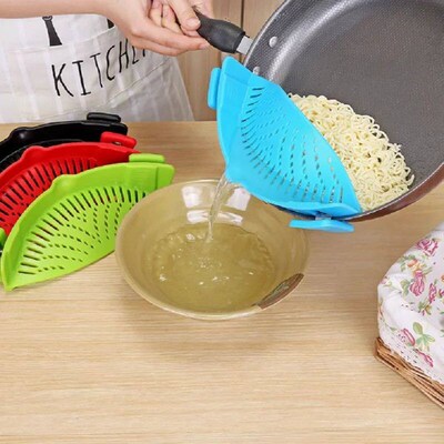 Universal Silicone Clip on Pan Pot Strainer Anti Spill Pasta