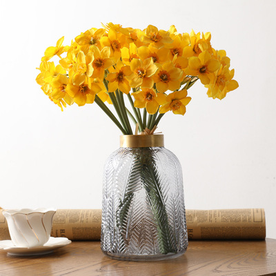 6Pcs/bunch White Artificial Narcissus Flower Bouquet Home Ga