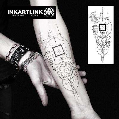 Geometric Design Temporary Tattoo,Lasts To 15 Days New Techn