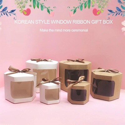 Cake Box Packaging Paper Bags Transparent Window Candy Cake