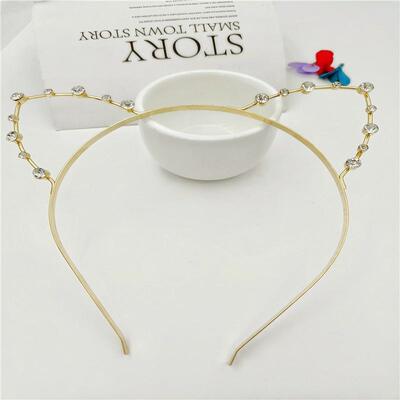 Metal Cat Ears Headband 金属猫耳朵几何珍珠时尚头饰设计感发卡