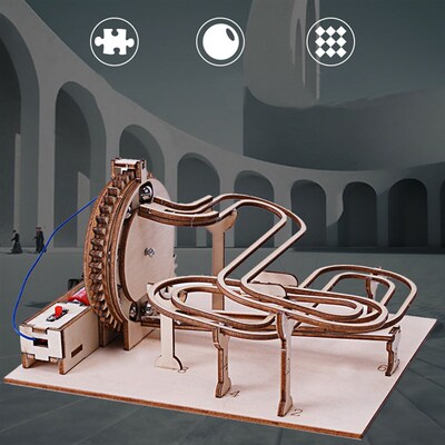 3D Wooden Marble Run DIY Assemble Mechanical Gear Engineerin