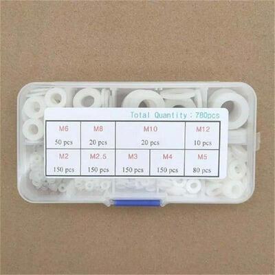 780Pcs White Nylon Washers M2 M2.5 M3 M4 M5 M6 M8 M10 M12 9