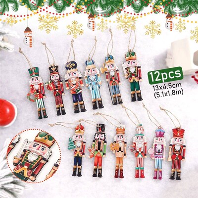 12Pcs new Christmas Nutcracker wooden/Paper ornament set Par