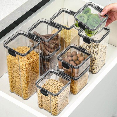 Airtight Grain Storage Containers for Kitchen, PET Transpare