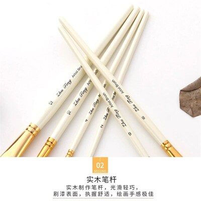 6 flax-rod brushes two-tone nylon wool watercolor brushes