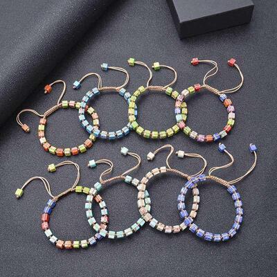 Bohemian Square Emperor Stone Brlet Braided Colorful Natural